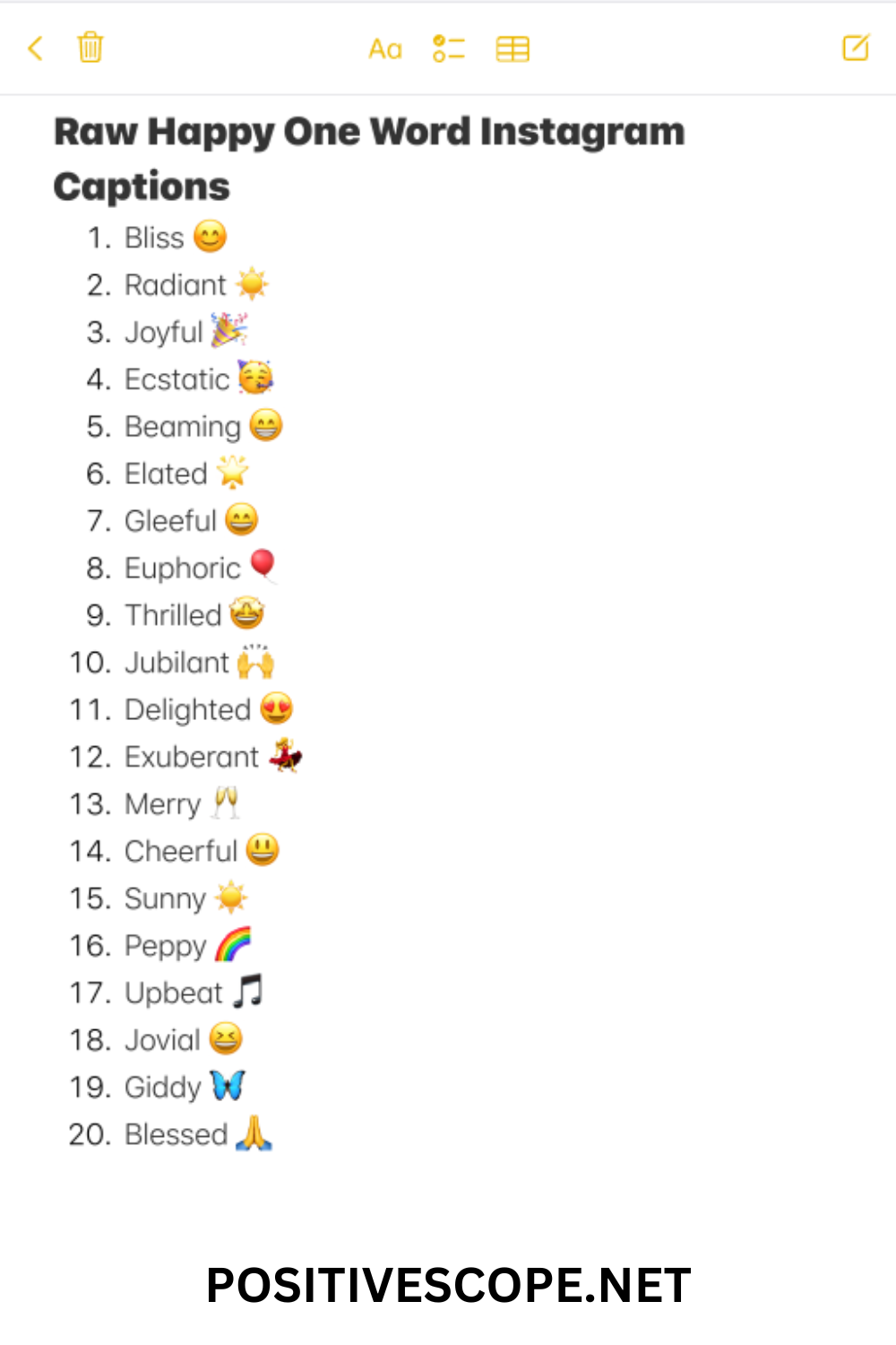 220 Raw Instagram Captions - Positive Scope